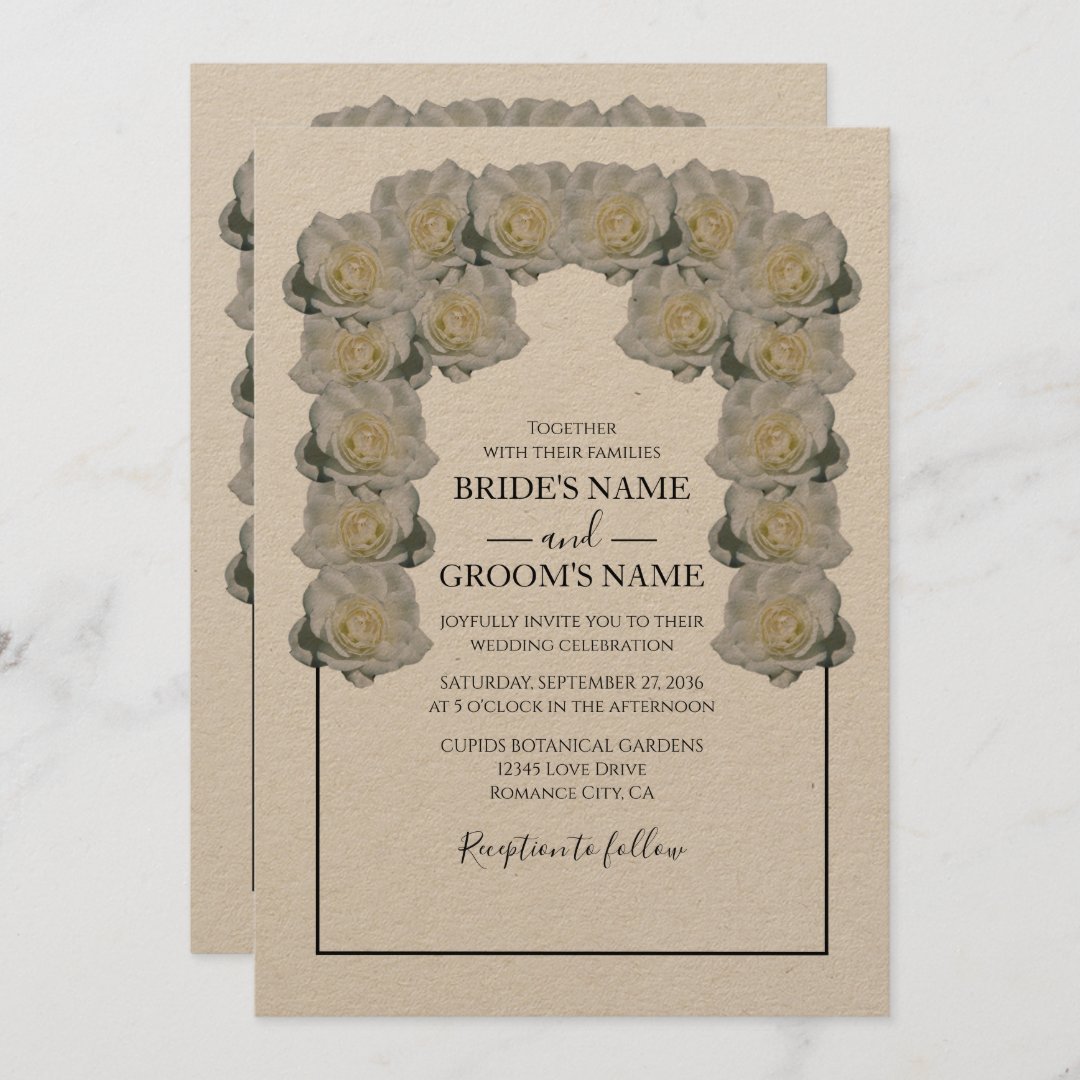 Rustic White Roses Wedding Invitations | Zazzle