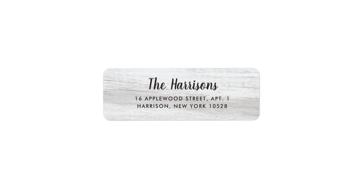 Rustic White Wood | Black Script Label | Zazzle