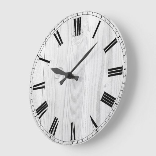 rustic white wood large clock | Zazzle