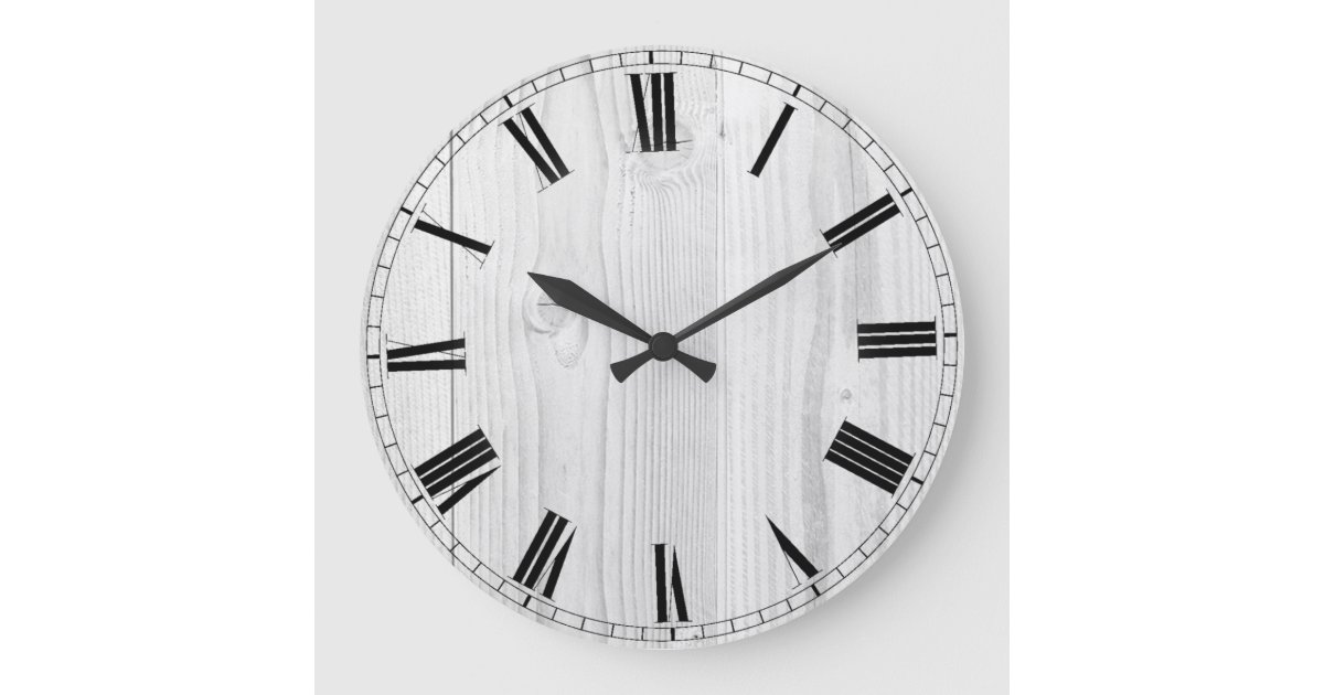 rustic white wood large clock | Zazzle