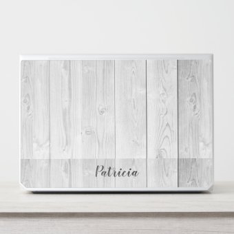 Rustic White Wood Personalized Name HP Laptop Skin | Zazzle
