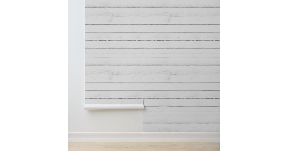 Rustic White Wood Repeat Watercolor pattern Wallpaper | Zazzle