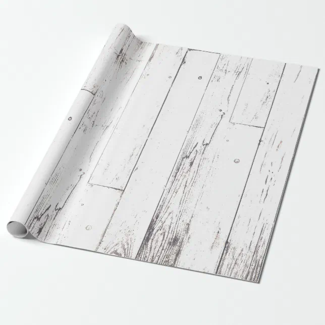 Rustic White Wood Shabby Chic Country Wedding Wrapping Paper | Zazzle
