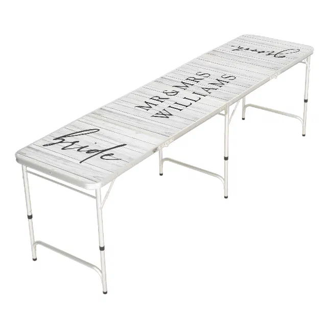 Rustic White Wood Wedding Beer Pong Table | Zazzle
