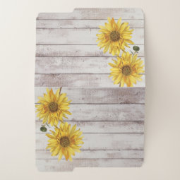 Rustic White Wood with Sunflowers File Folders | Zazzle