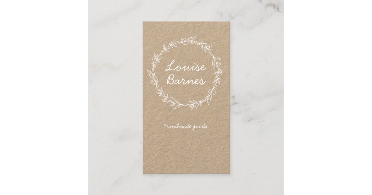 Rustic white wreath business card | Zazzle