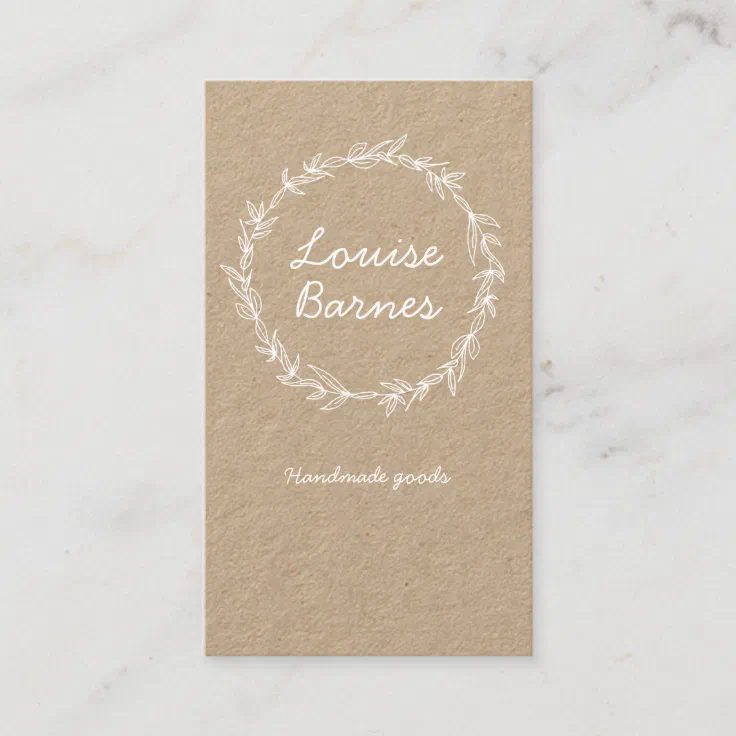 Rustic white wreath business card | Zazzle