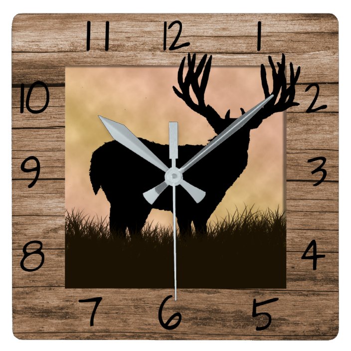 Rustic Whitetail Deer Square Wall Clock | Zazzle.com