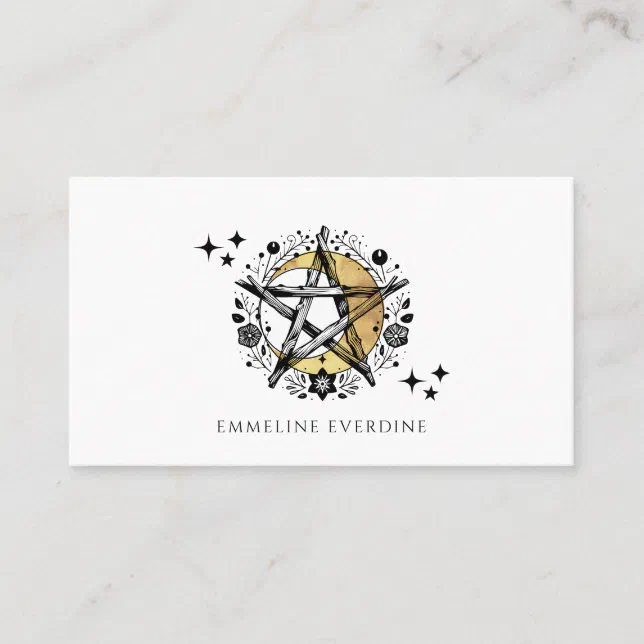Rustic Wiccan Pagan Pentacle Moon Calling Card | Zazzle