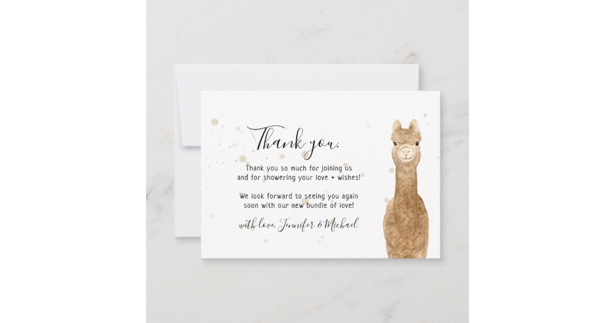 Rustic wild animal alpaca llama Thank You | Zazzle