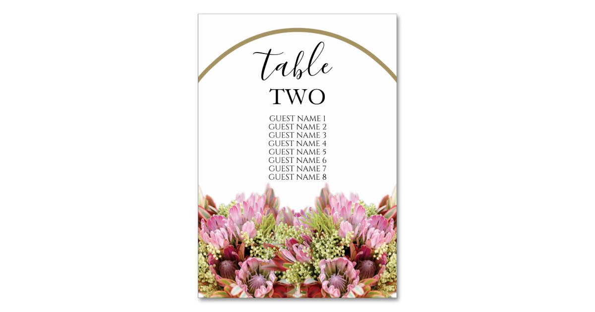 Rustic Wild Flower Bouquet Wedding Guest Names Table Number | Zazzle