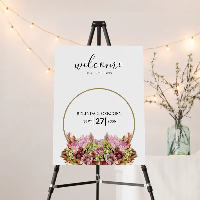 Rustic Wild Flower Bouquet Wedding Welcome Sign | Zazzle