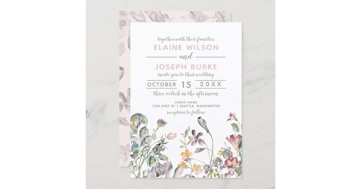 Rustic Wild Flowers Wedding Invitation | Zazzle