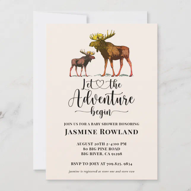 Rustic Wilderness Moose Baby Boy Shower Invitation | Zazzle