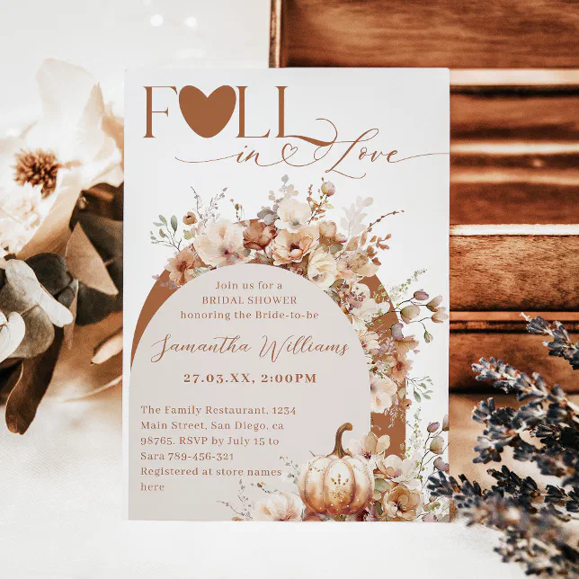 Rustic WildFlower Boho Fall Bridal Shower Invitation | Zazzle