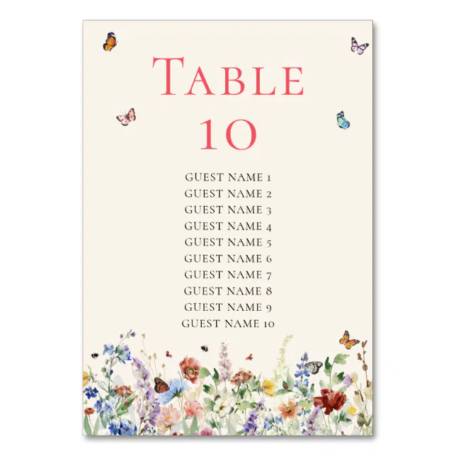 Rustic Wildflower Floral Wedding Table Number | Zazzle