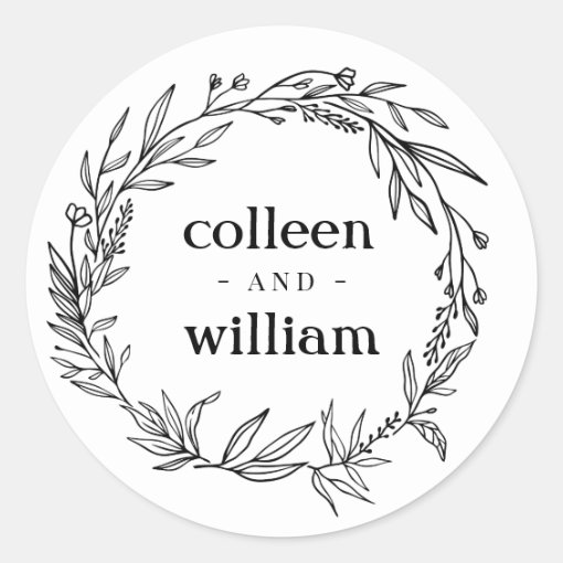 Rustic Wildflower Folk Wedding Classic Round Sticker | Zazzle