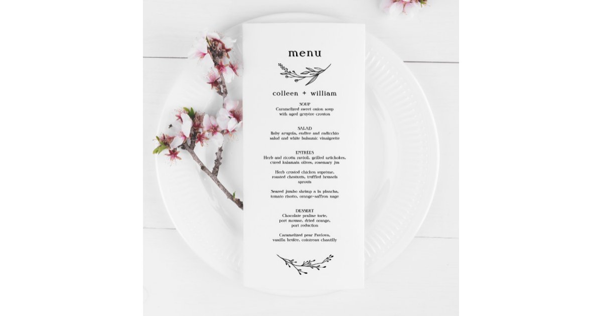 Rustic Wildflower Folk Wedding Menu | Zazzle