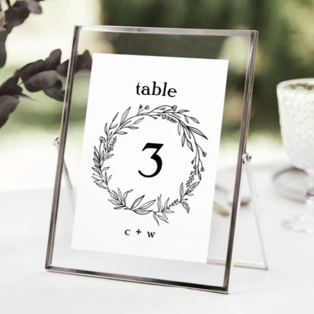 Rustic Wildflower Folk Wreath Wedding Table Number | Zazzle