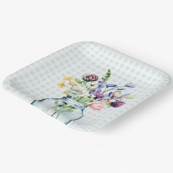 Rustic Wildflower Mason Jar Picnic Baby Shower Paper Plates | Zazzle
