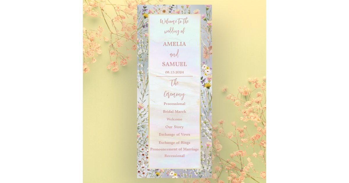 Rustic Wildflower Pastel Garden Wedding Program | Zazzle