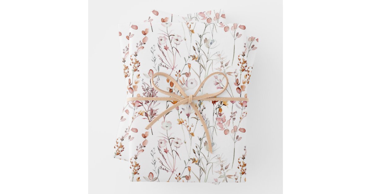 Rustic Wildflower Pattern Wrapping Paper Sheets | Zazzle