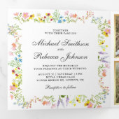 Rustic Wildflower Photo Collage All in One Wedding Tri-Fold Invitation ...