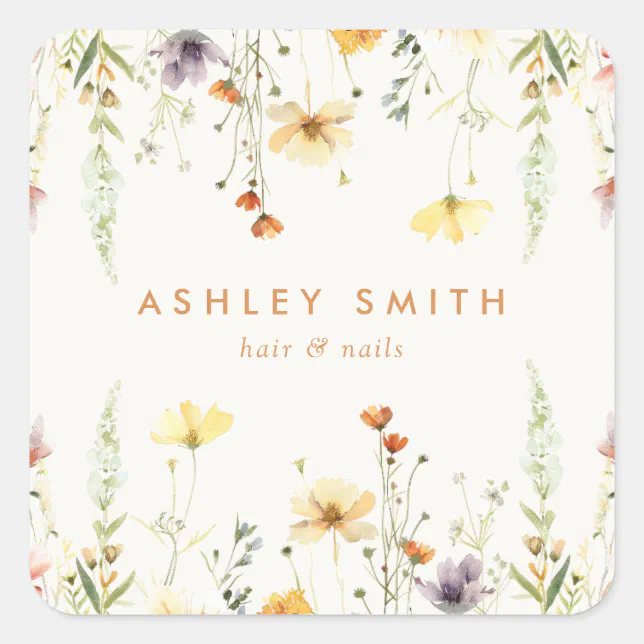 Rustic Wildflower Square Sticker | Zazzle