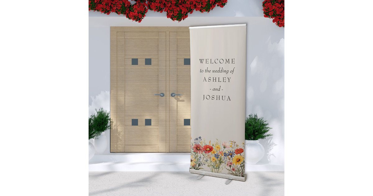 Rustic Wildflower Summer Fall Floral Welcome Retractable Banner | Zazzle