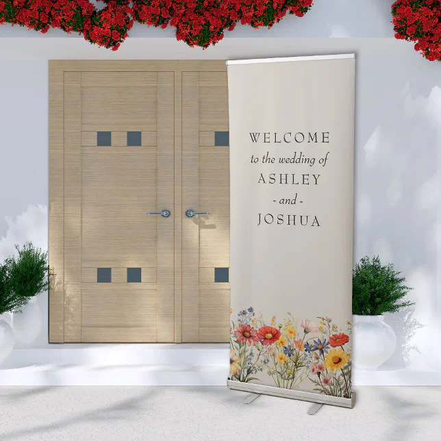 Rustic Wildflower Summer Fall Floral Welcome Retractable Banner | Zazzle