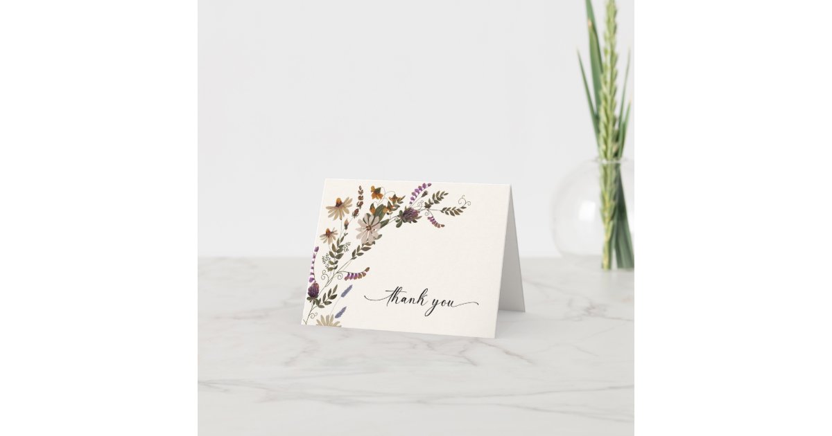 Rustic Wildflower Thank You Card | Zazzle