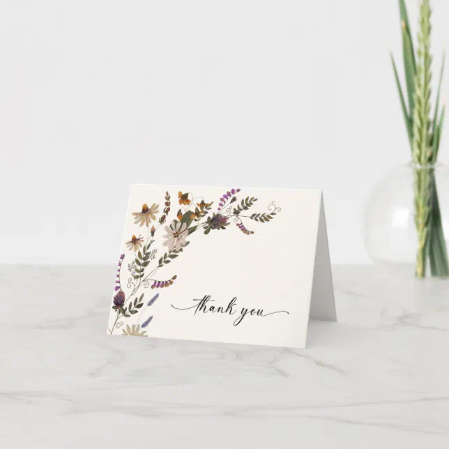 Rustic Wildflower Thank You Card | Zazzle