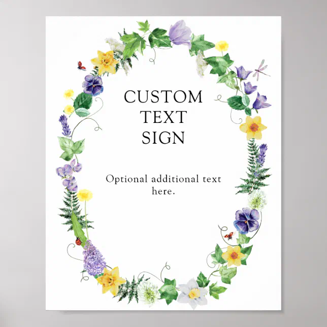 Rustic Wildflower Wedding Custom Text Poster | Zazzle