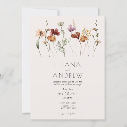 Rustic Wildflower Wedding Invitation | Zazzle