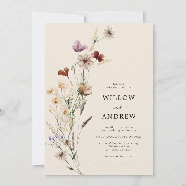 Rustic Wildflower Wedding Invitation | Zazzle