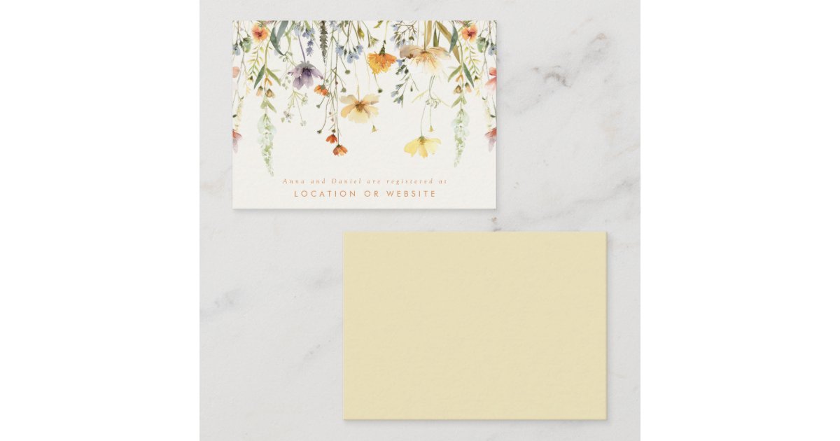 Rustic Wildflower Wedding Registry Enclosure Card | Zazzle