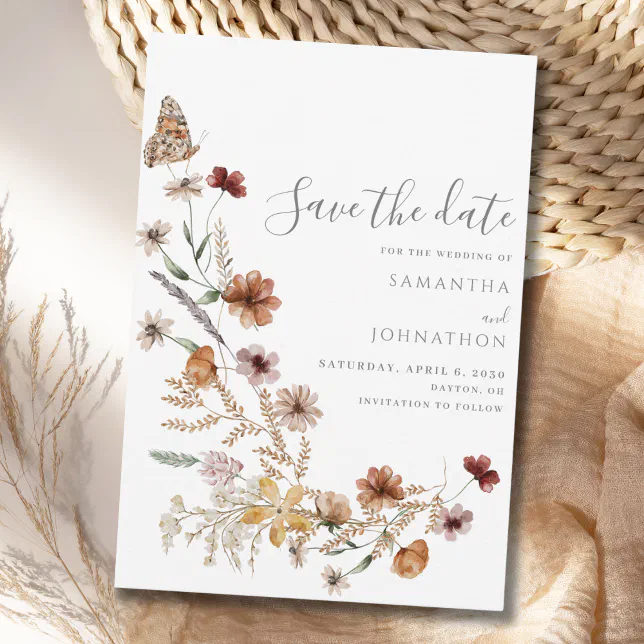 Rustic Wildflower Wedding Save The Date | Zazzle