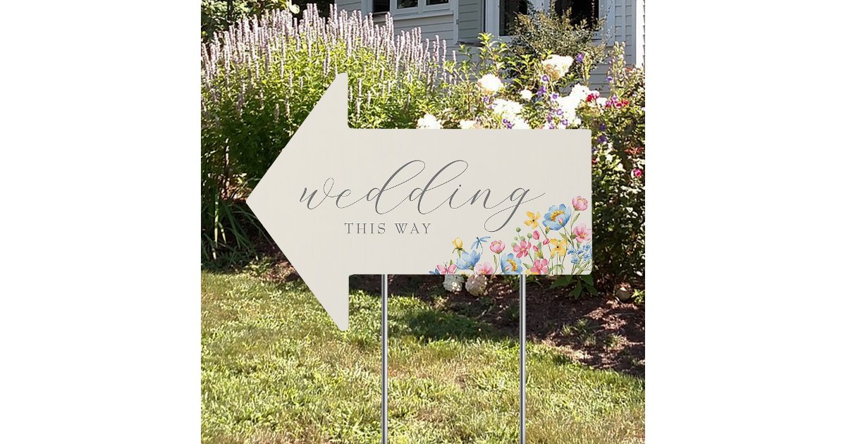 Rustic Wildflower Wedding This Way Sign | Zazzle