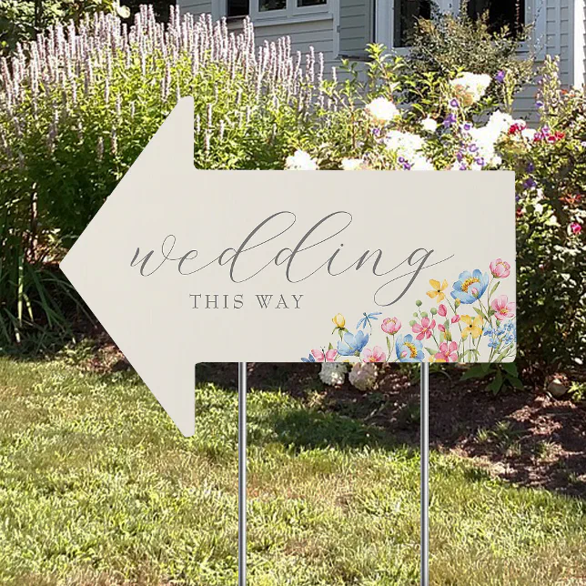Rustic Wildflower Wedding This Way Sign | Zazzle