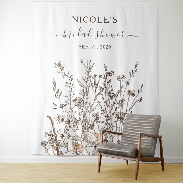 Rustic Wildflowers Fall Bridal Shower Backdrop | Zazzle