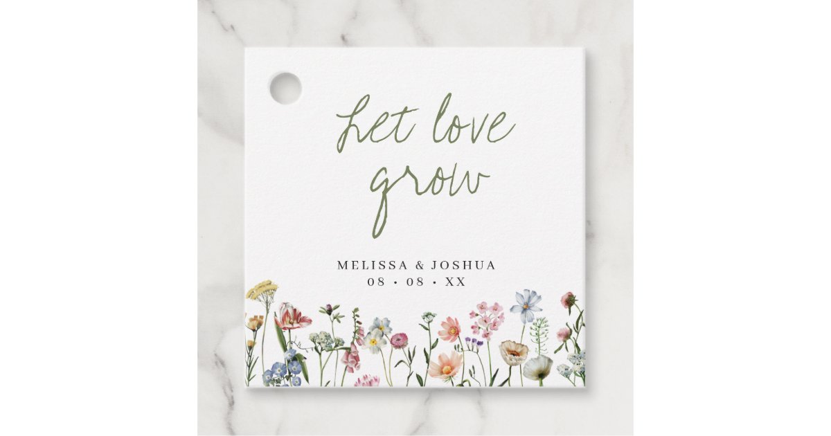 Rustic Wildflowers Let Love Grow Wedding Seeds Favor Tags | Zazzle