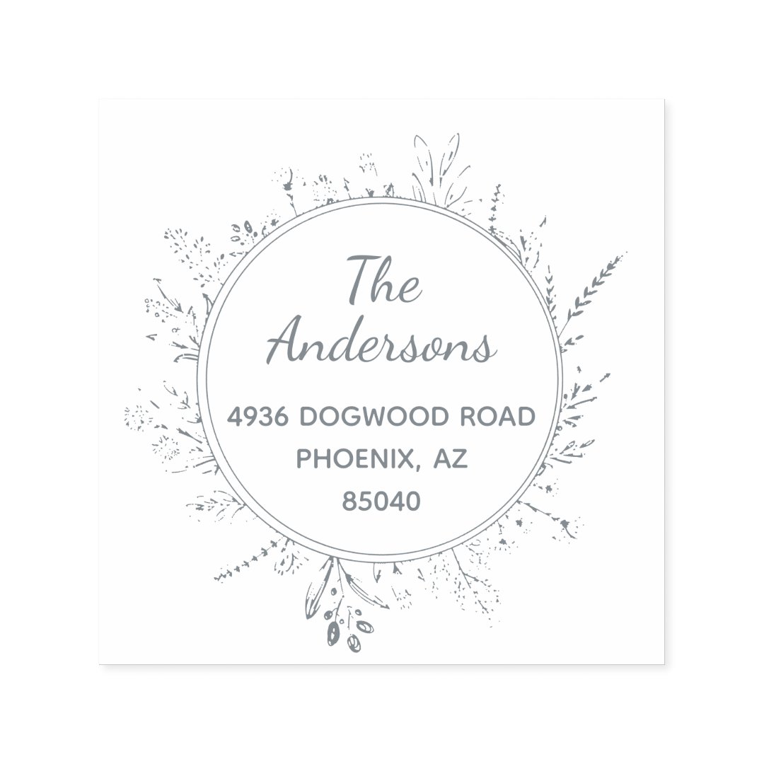 Rustic Wildflowers Round Self Inking Address Stamp | Zazzle