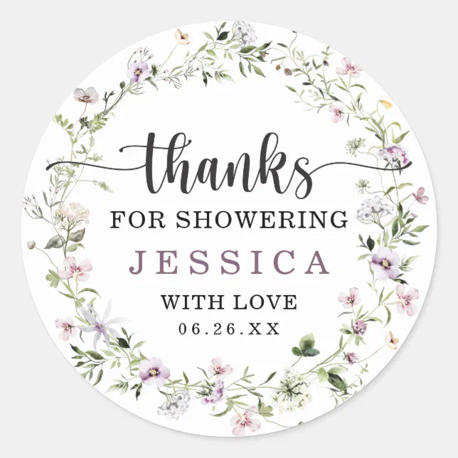 Rustic Wildflowers Thank You Favor Square Sticker | Zazzle