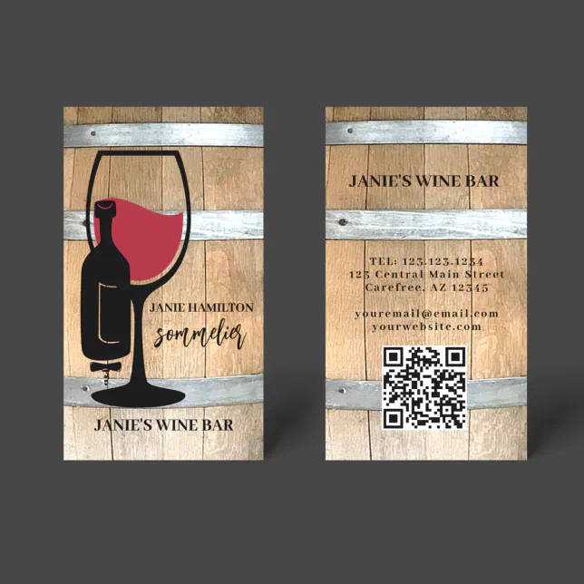 Rustic Wine Bar Winery QR Code Business Card | Zazzle