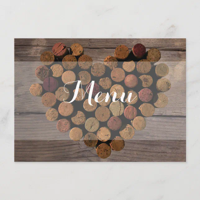 Rustic Wine Cork Menu Card | Zazzle