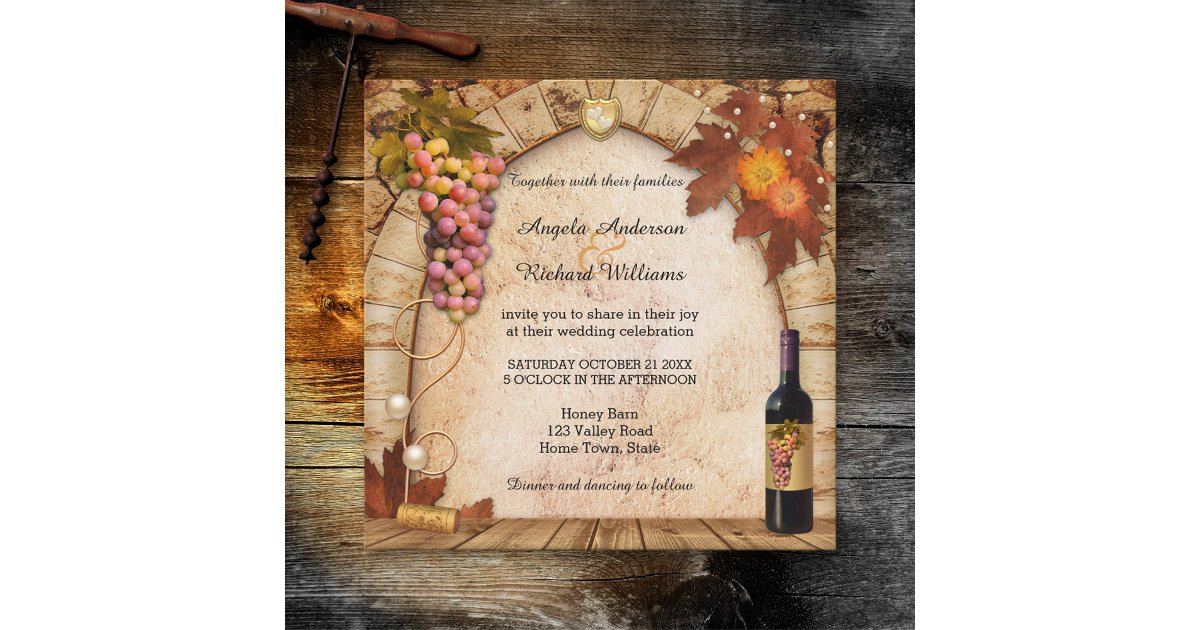 Rustic Wine or Vineyard Theme Wedding Invitation | Zazzle