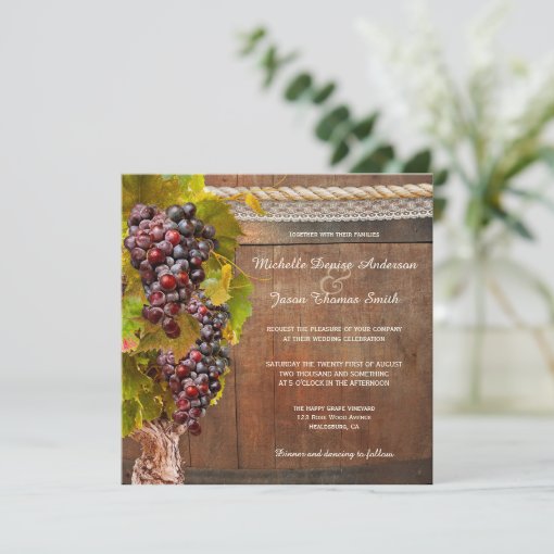Rustic Wine Themed Vineyard Wedding Invitation | Zazzle