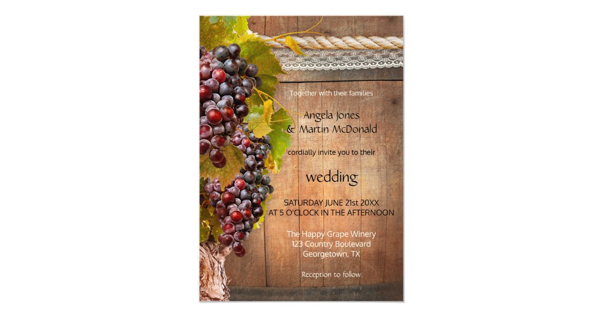 Rustic Wine Themed Vineyard Wedding Invitation | Zazzle.com