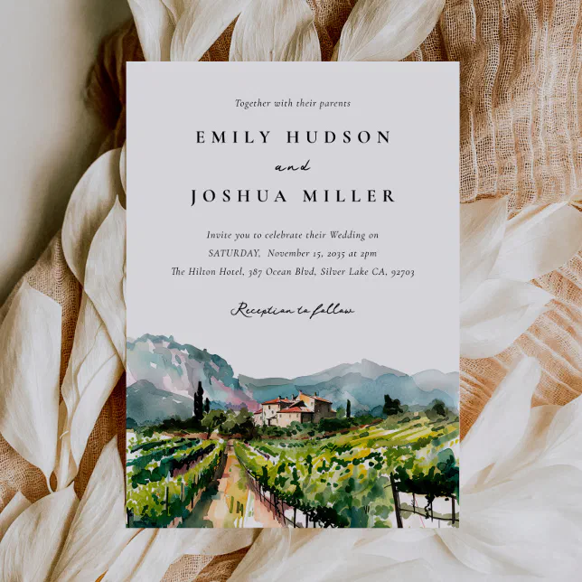 Rustic Winery Landscape Wedding Invitation | Zazzle