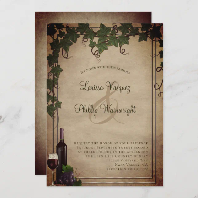 Rustic Winery Vineyard Wedding Invitation | Zazzle